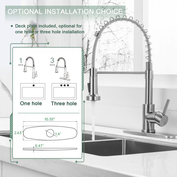 WEWE Kitchen Faucets, Brushed Nickel Kitchen Faucet with Pull Down ...