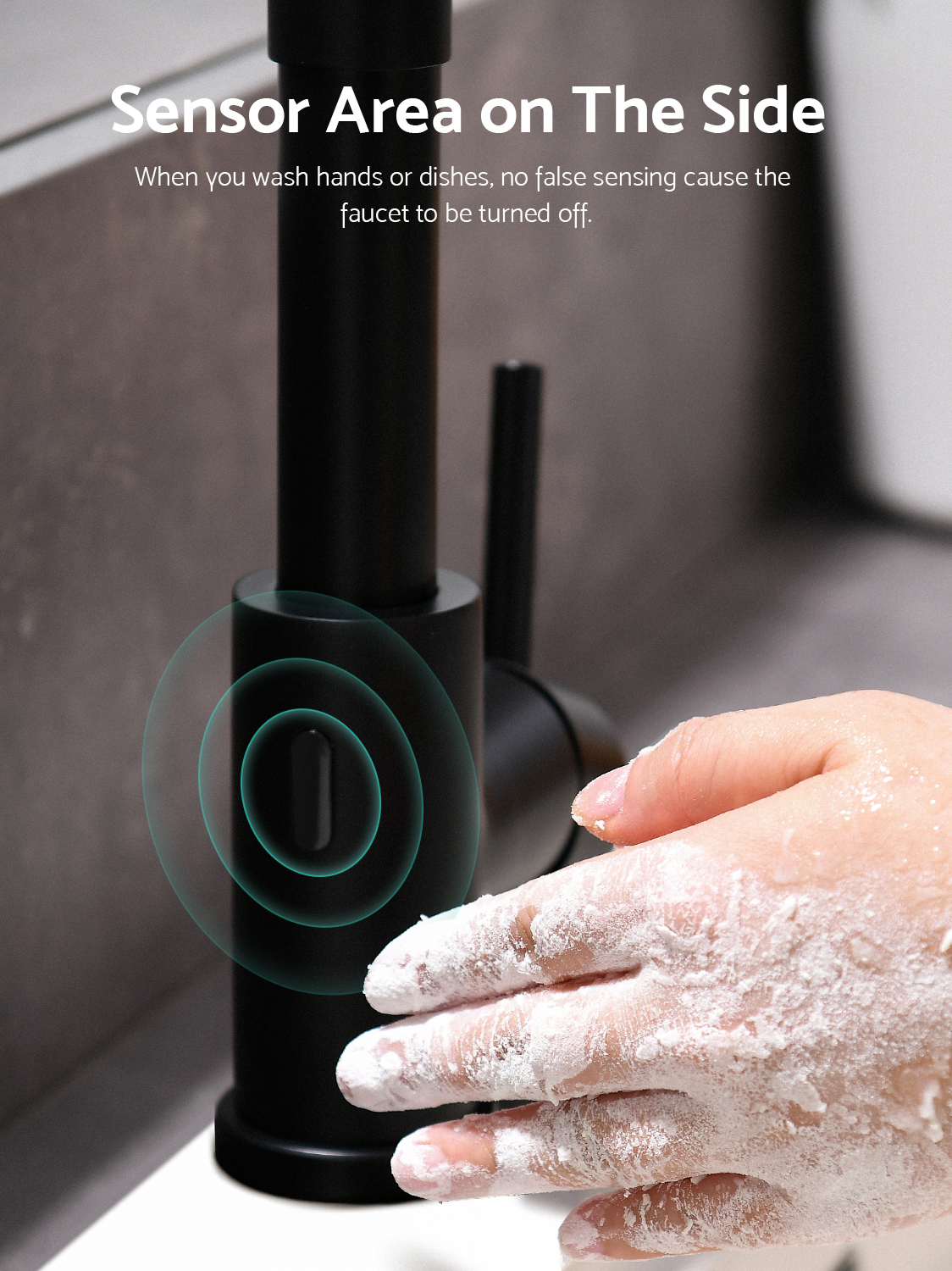 WEWE Matte Black Touchless Kitchen Faucet with Pull Down Sprayer ...