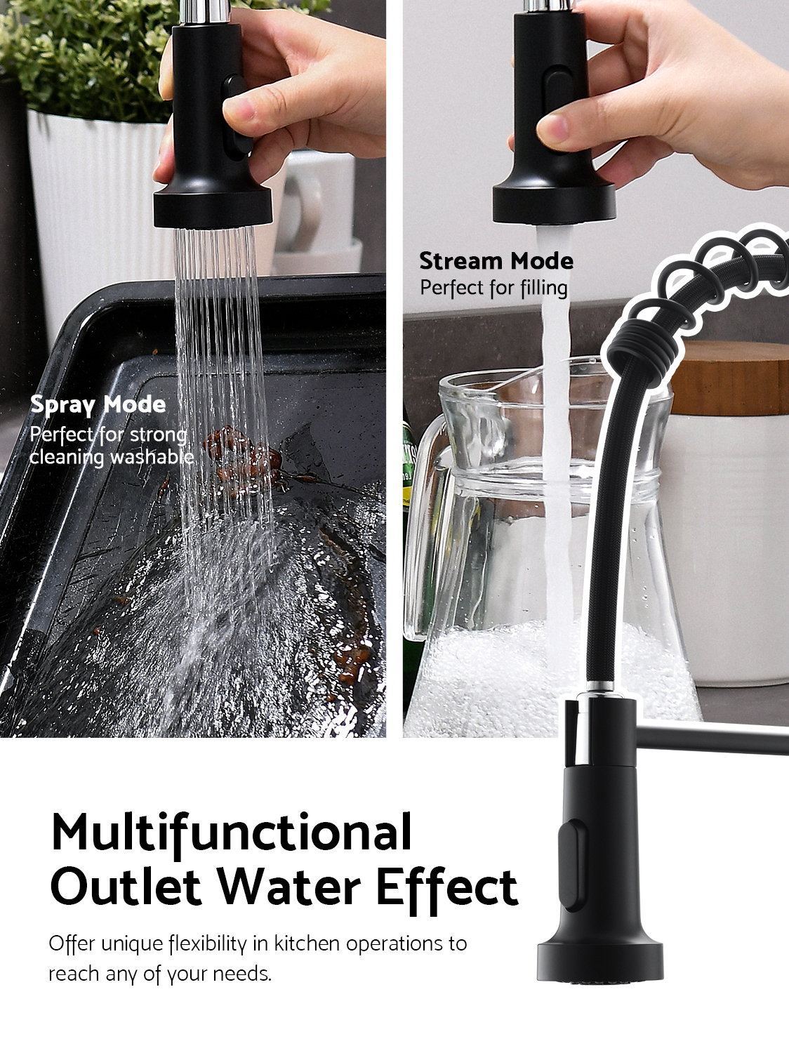 WEWE Matte Black Touchless Kitchen Faucet with Pull Down Sprayer ...