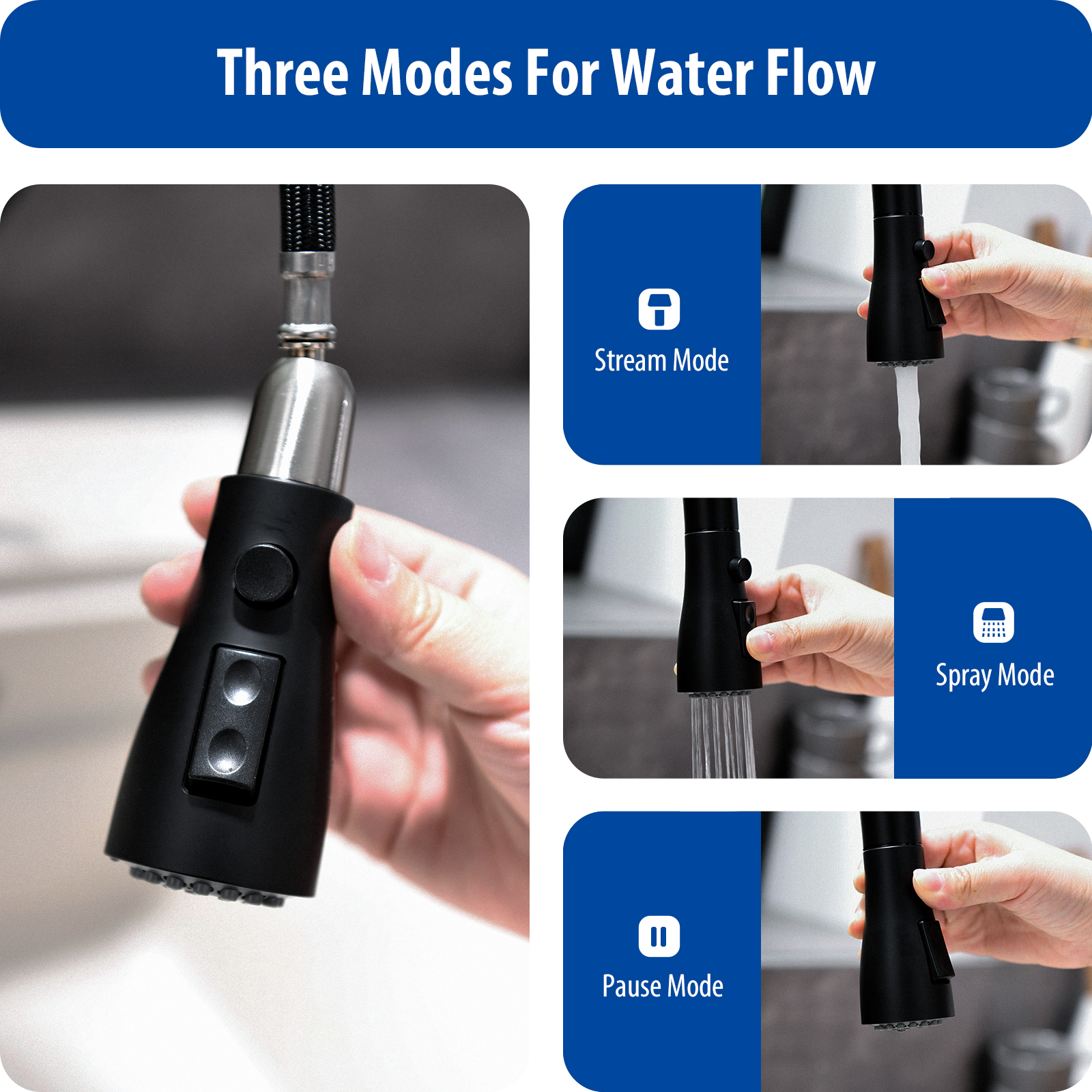 WEWE Black Kitchen Faucet, Touchless Kitchen Faucet with Pull Down ...