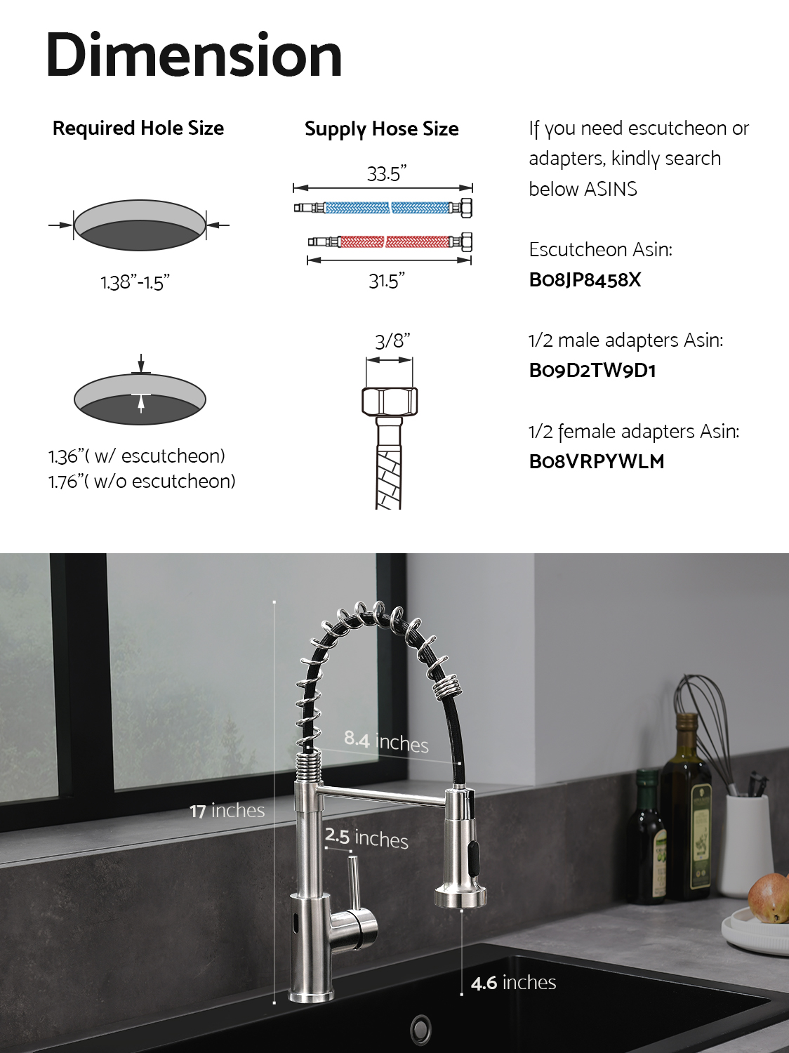 WEWE Touchless Kitchen Faucet with Pull Down Sprayer – Motion Sensor ...