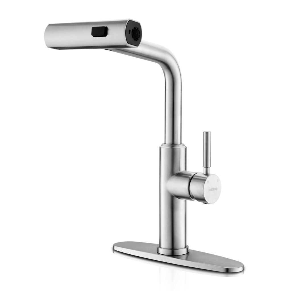 WEWE Waterfall Kitchen Faucet with Pull Down Sprayer, 3 Modes(Sweep ...