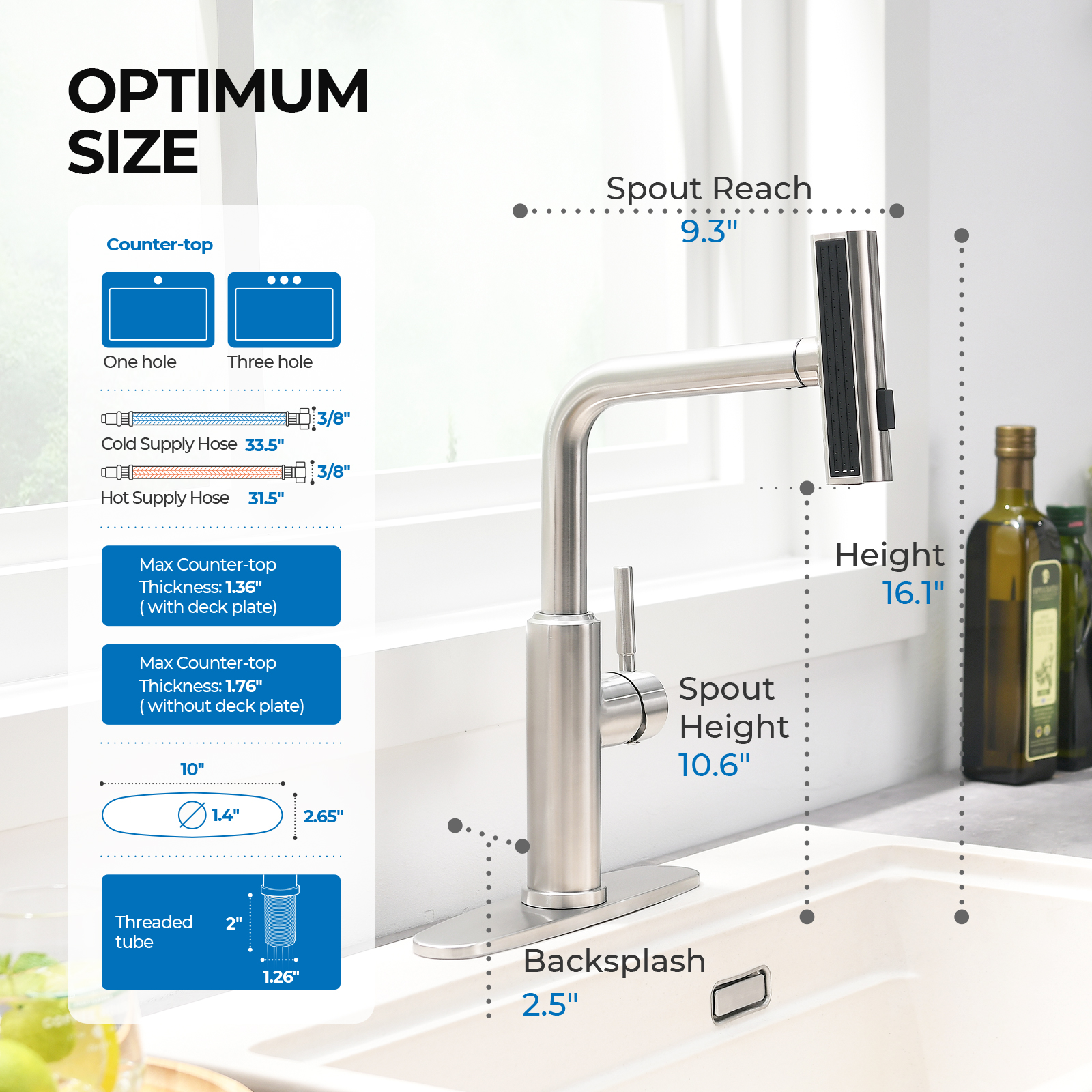 WEWE Waterfall Kitchen Faucet with Pull Down Sprayer, 3 Modes(Sweep ...