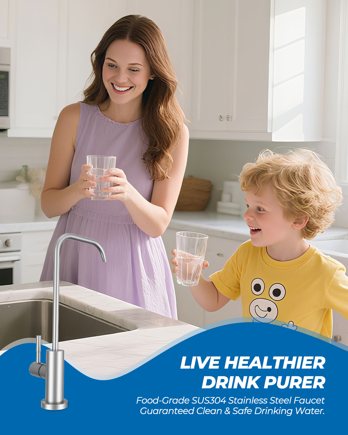 WEWE Drinking Water Faucet, Lead-Free Kitchen Water Filter Faucet for ...